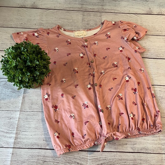 btween | Shirts & Tops | Btween Girls Floral Print Faux Button Tie ...